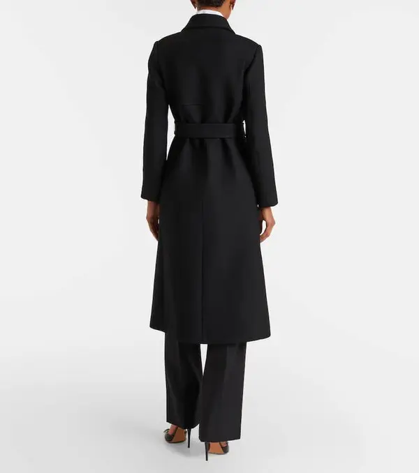 Valentino Garavani Vgold Belted Wool And Silk Coat