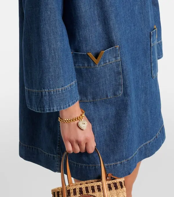Valentino Garavani Vgold Chambray Mini Dress - Blue