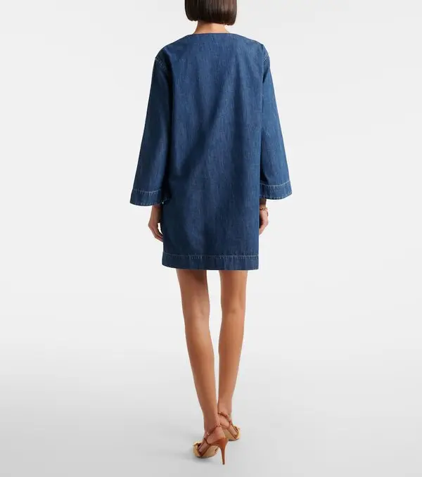 Valentino Garavani Vgold Chambray Mini Dress - Blue