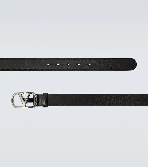 Valentino Garavani Vlogo Leather Belt - Black