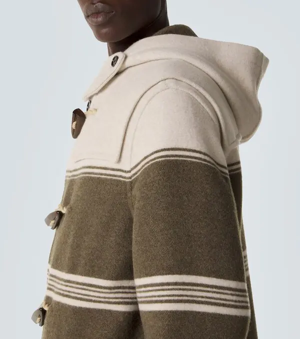 Burberry Striped Wool And Cotton-blend Duffle Coat