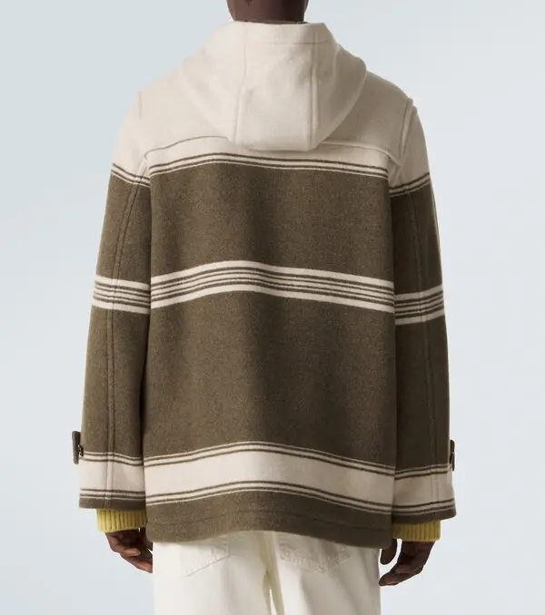 Burberry Striped Wool And Cotton-blend Duffle Coat