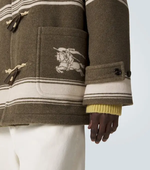 Burberry Striped Wool And Cotton-blend Duffle Coat