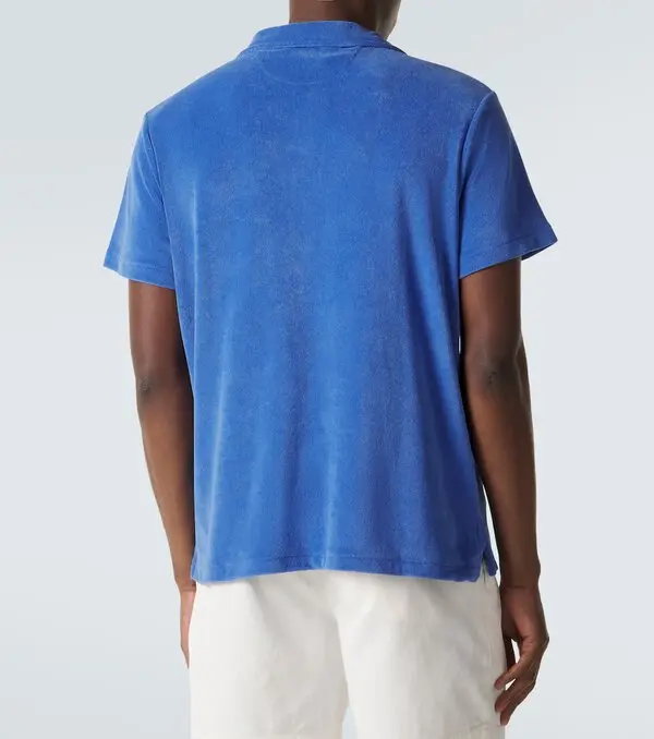 Polo Ralph Lauren Logo Cotton-blend Terry Polo Shirt - Blue