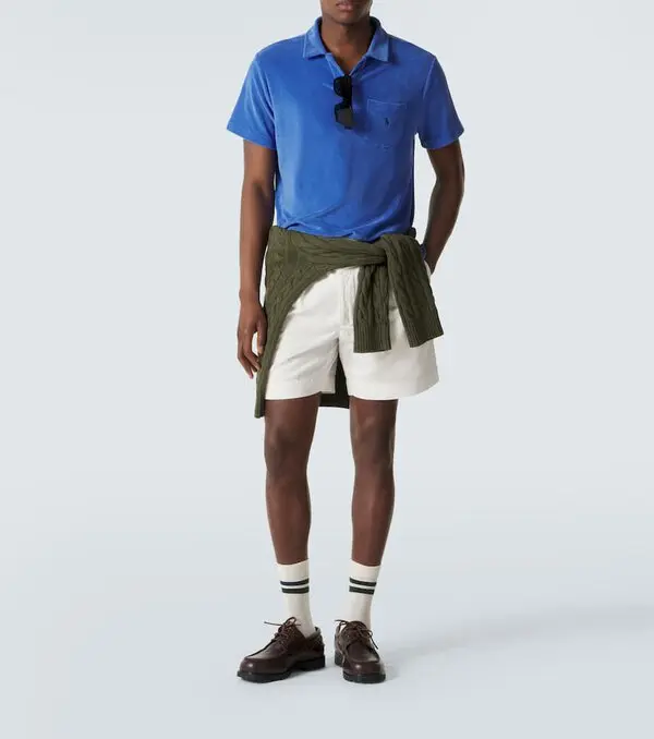 Polo Ralph Lauren Logo Cotton-blend Terry Polo Shirt - Blue