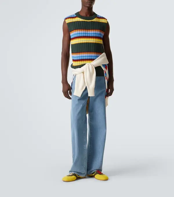 Dries Van Noten Striped Cotton And Wool Vest