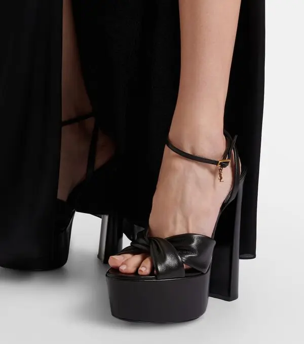 Saint Laurent Franciane 105 Leather Platform Sandals