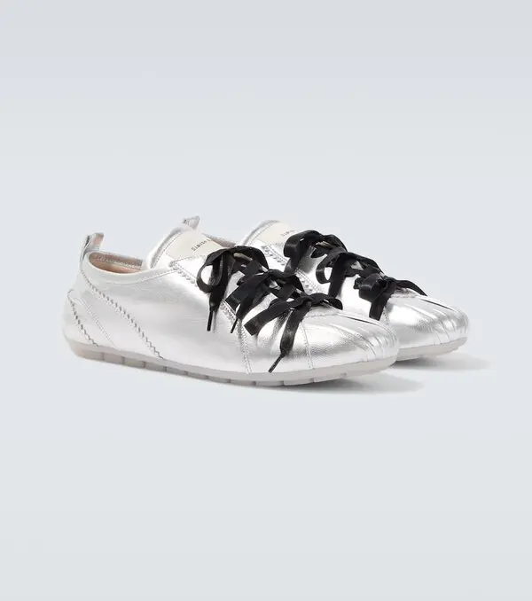 Simone Rocha Ballerina Grip Metallic Leather Sneakers