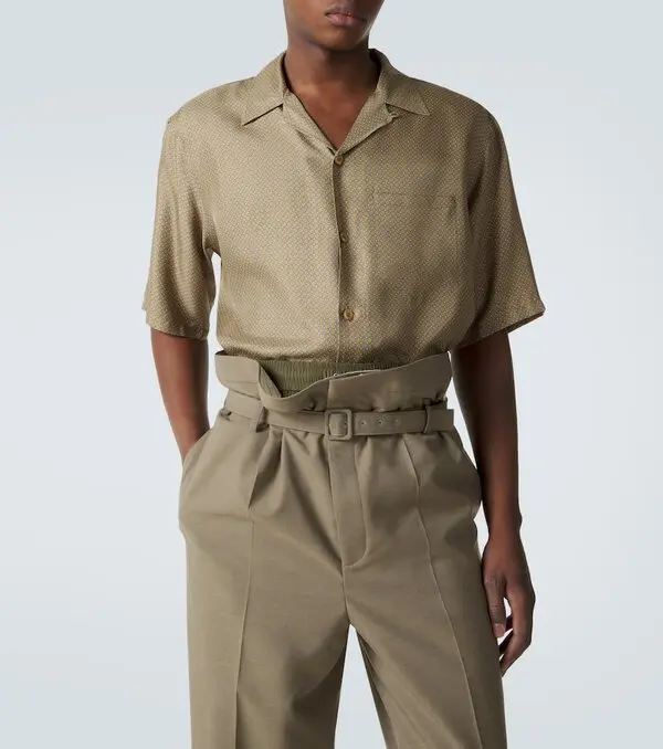 Saint Laurent Printed Silk Satin Bowling Shirt