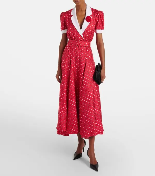 RODARTE Printed Silk Twill Midi Dress
