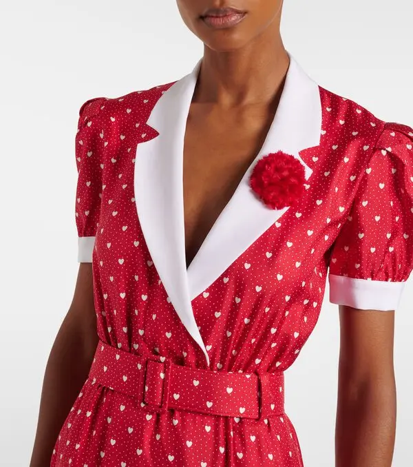 RODARTE Printed Silk Twill Midi Dress