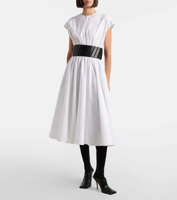Alaïa Belted Cotton Midi Dress