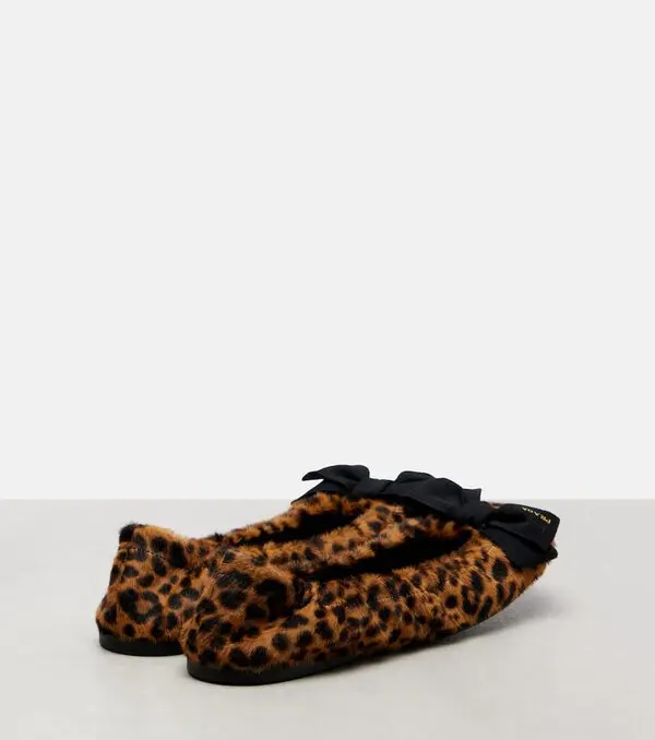 Prada Leopard-print Calf Hair Ballet Flats