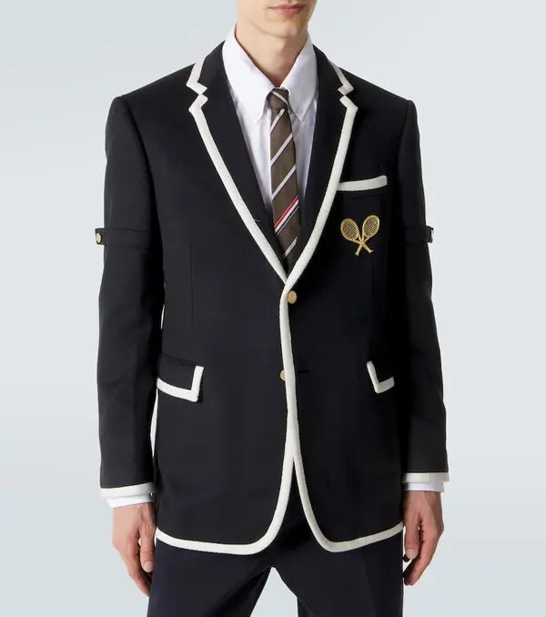 Thom Browne Embroidered Cashmere Zibeline Blazer