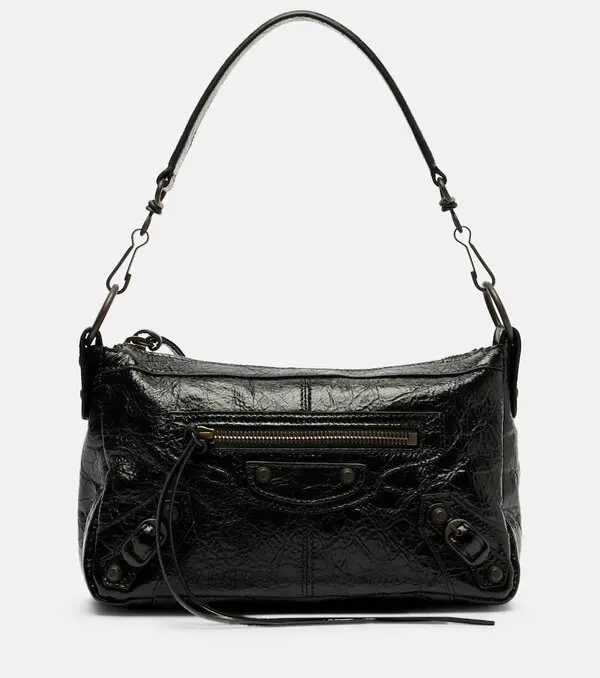 Balenciaga Le City Moto Mini Leather Shoulder Bag - Black