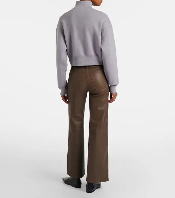 FRAME Le Slim Palazzo Leather Wide-leg Pants - Brown