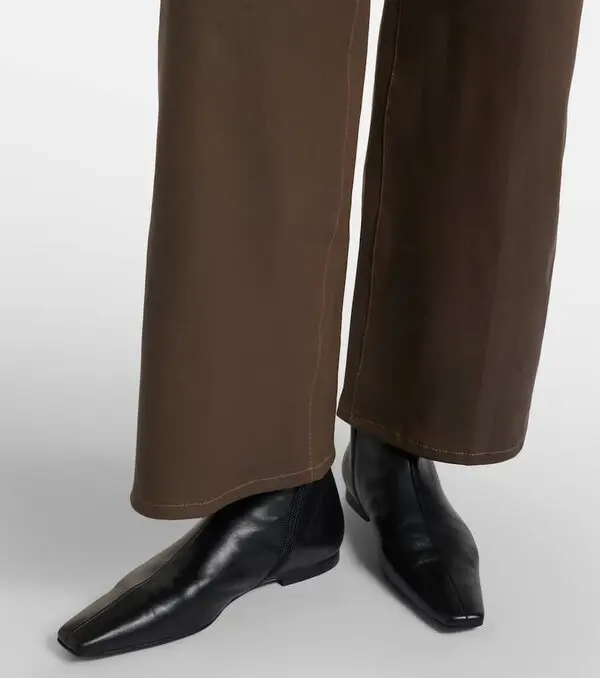FRAME Le Slim Palazzo Leather Wide-leg Pants - Brown