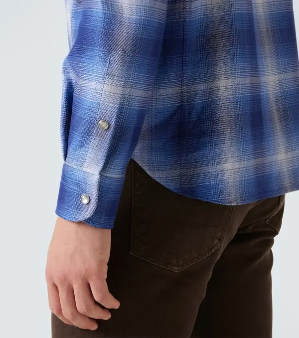 TOM FORD Checked Cotton Shirt - Blue