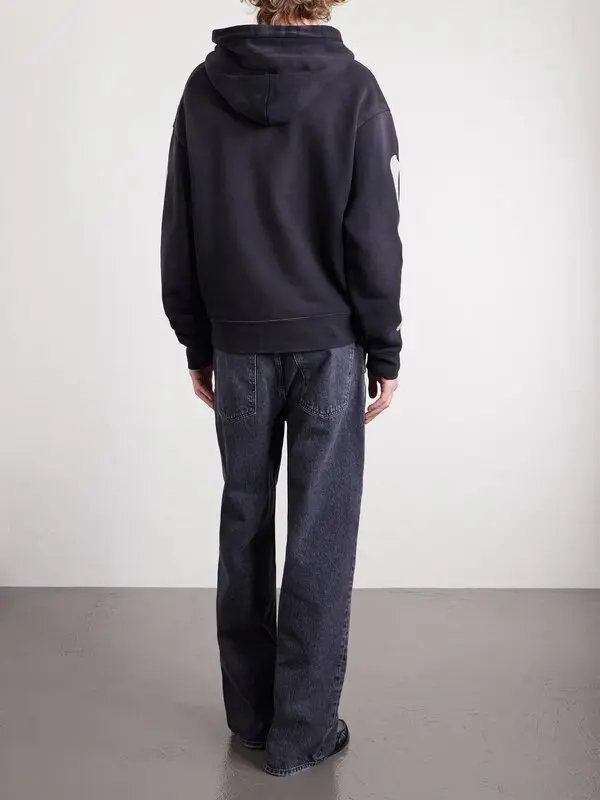 Amiri Logo-embroidered Cotton-jersey Hoodie - Black