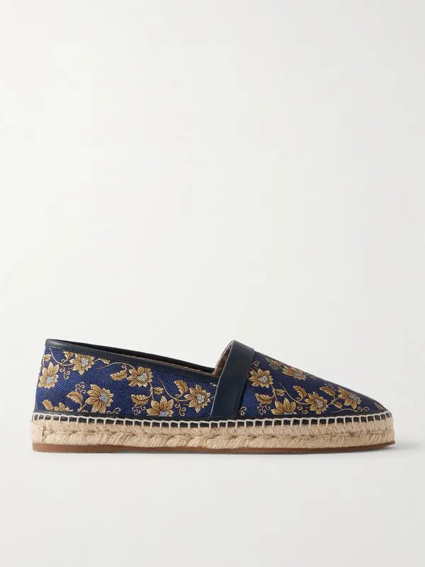 Manolo Blahnik Nerano Floral Silk-jacquard Espadrilles - Blue