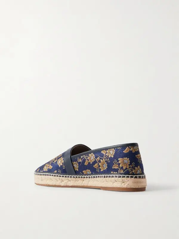 Manolo Blahnik Nerano Floral Silk-jacquard Espadrilles - Blue