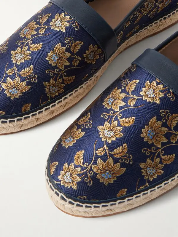 Manolo Blahnik Nerano Floral Silk-jacquard Espadrilles - Blue