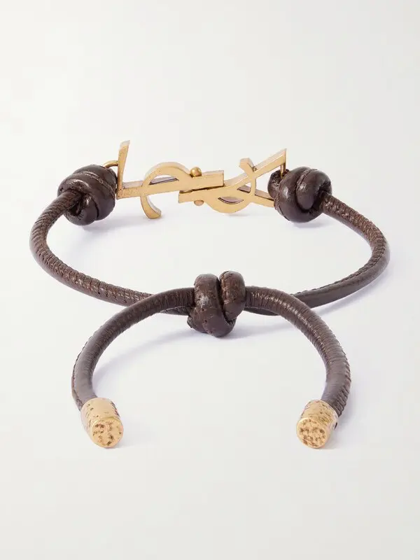 Saint Laurent Cassandre Leather Bracelet - Brown