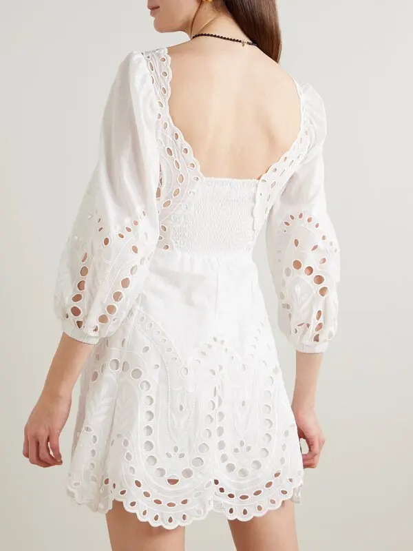 Charo Ruiz Ibiza Esmare Scalloped Broderie Anglaise Mini Dress - White