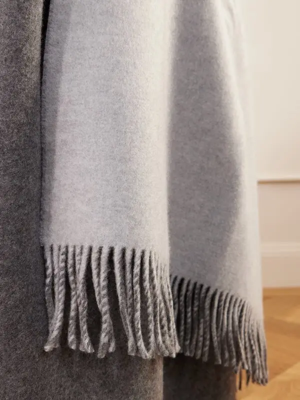 Brunello Cucinelli Fringed Cashmere Blanket - Gray