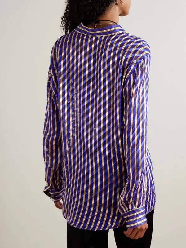 Dries Van Noten Striped Devoré-satin Shirt - Purple