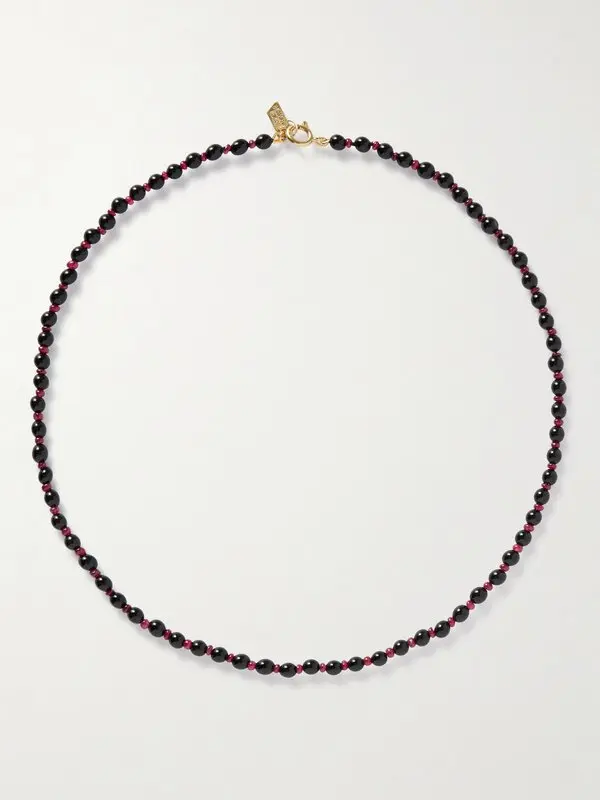 LOREN STEWART Seraphina Agate And Ruby Necklace - Black