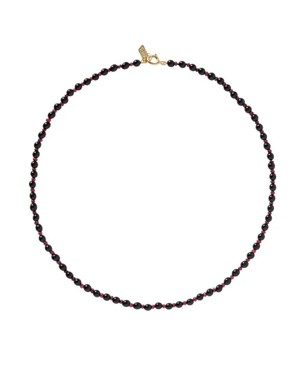LOREN STEWART Seraphina Agate And Ruby Necklace - Black