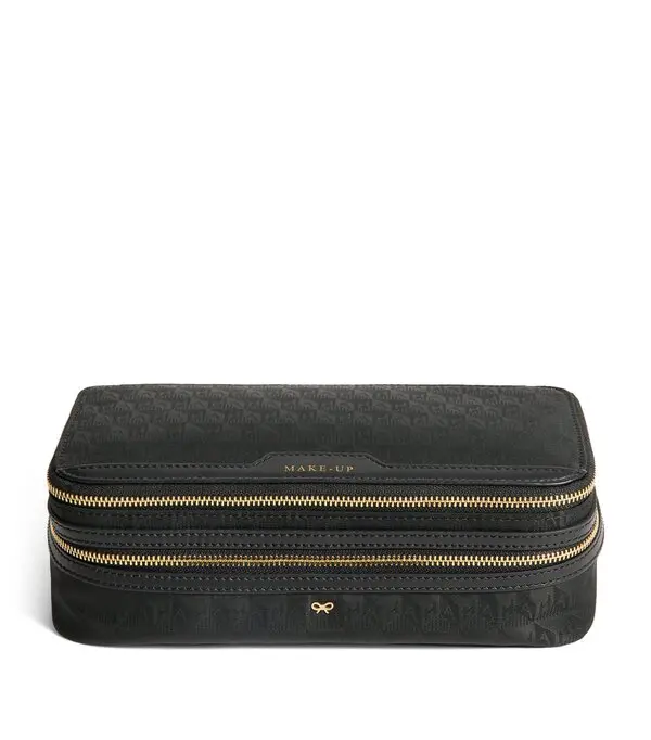 ANYA HINDMARCH Jacquard Logo Make-up Pouch - Black