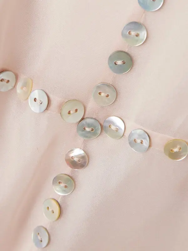 Staud Silk-organza Maxi Dress With Button Embellishments - Neutrals