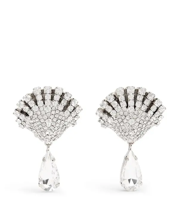 Alessandra Rich Crystal Shell Earrings - Silver
