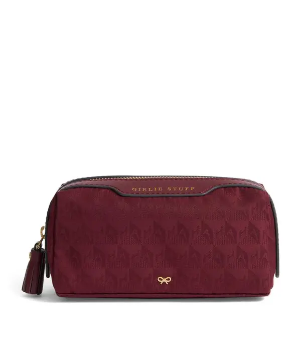ANYA HINDMARCH Jacquard Logo Girlie Stuff Pouch - Red