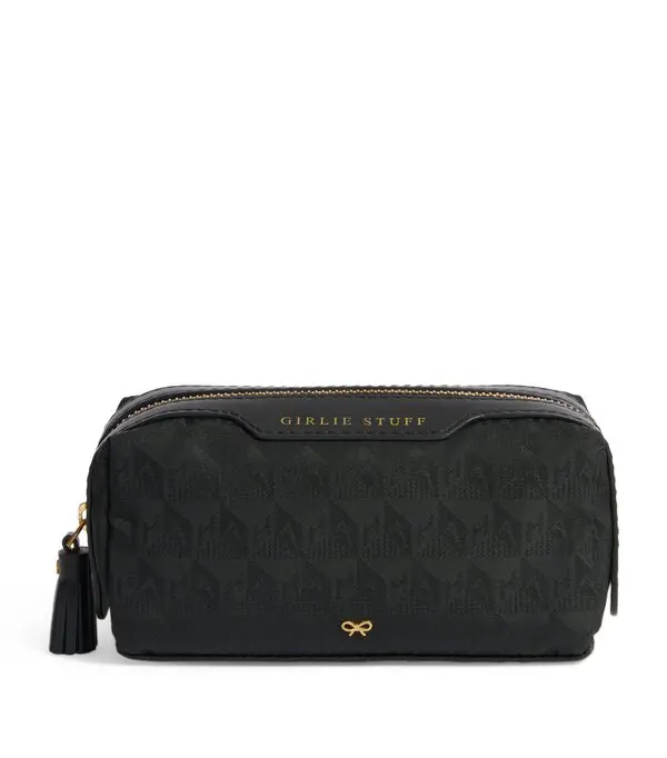 ANYA HINDMARCH Jacquard Logo Girlie Stuff Pouch - Black