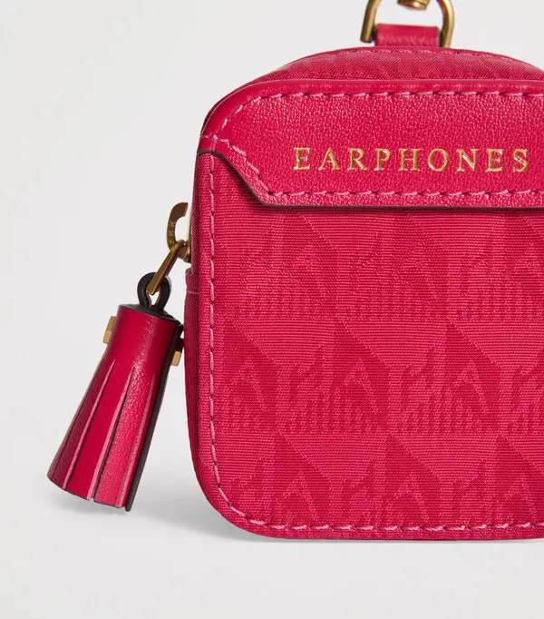 ANYA HINDMARCH Jacquard Logo Earphones Case - Red