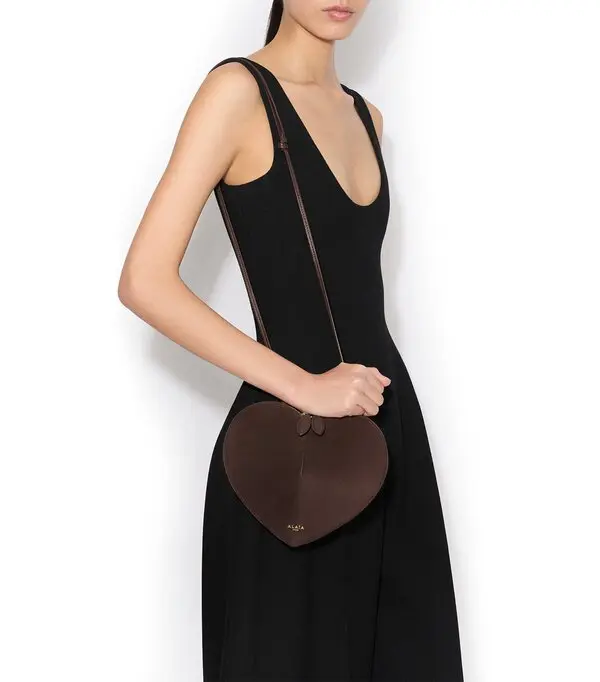 Alaïa Le Coeur Suede Shoulder Bag - Brown