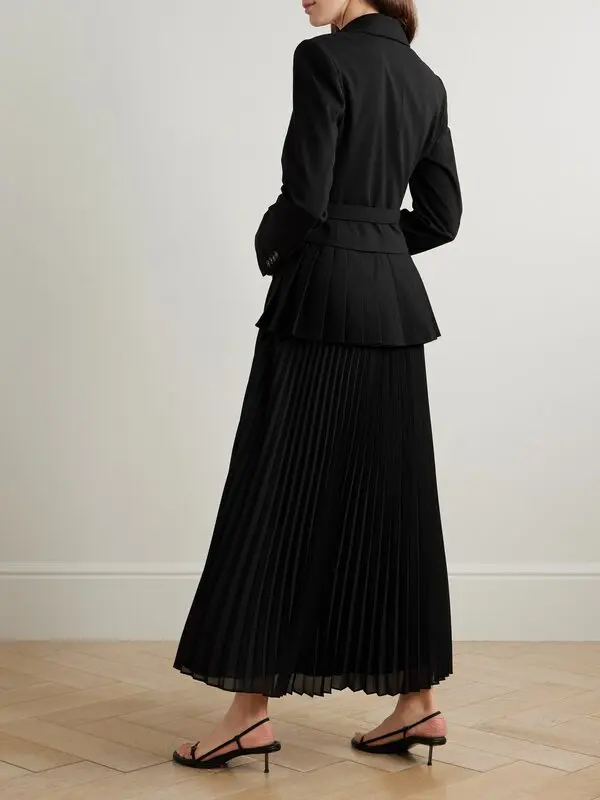 Simkhai Alexandra Belted Pleated Crepe Midi Dress