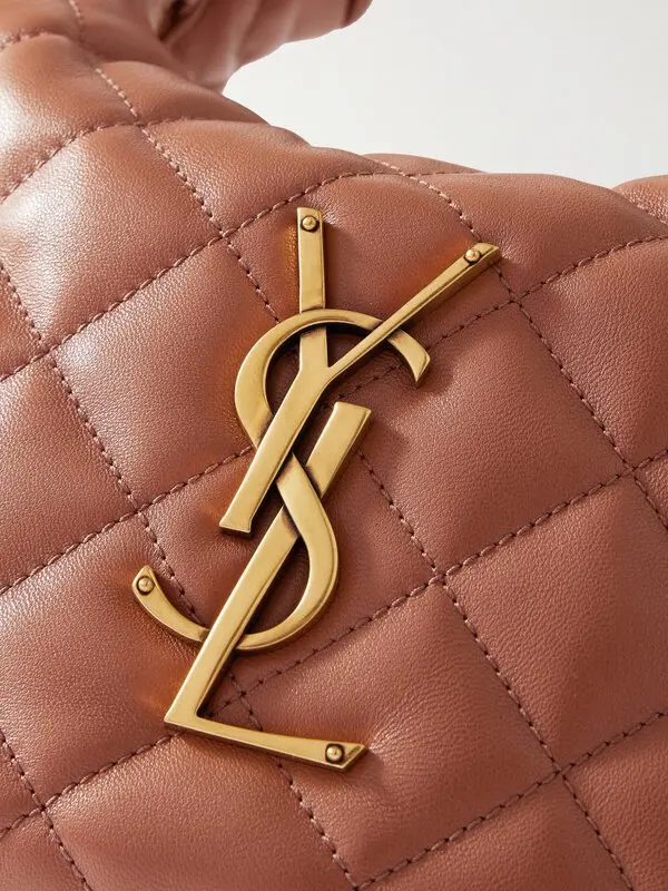 Saint Laurent Icarino Matelassé Leather Tote - Orange