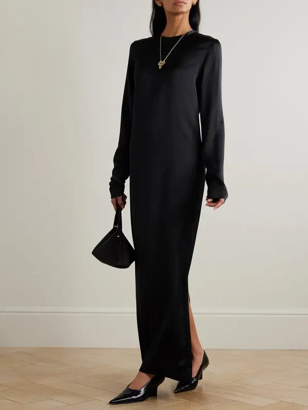 TOTEME Satin Maxi Dress - Black