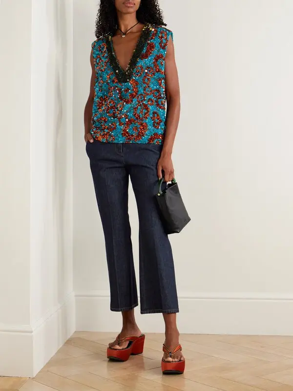 Dries Van Noten Cropped High-rise Flared Jeans