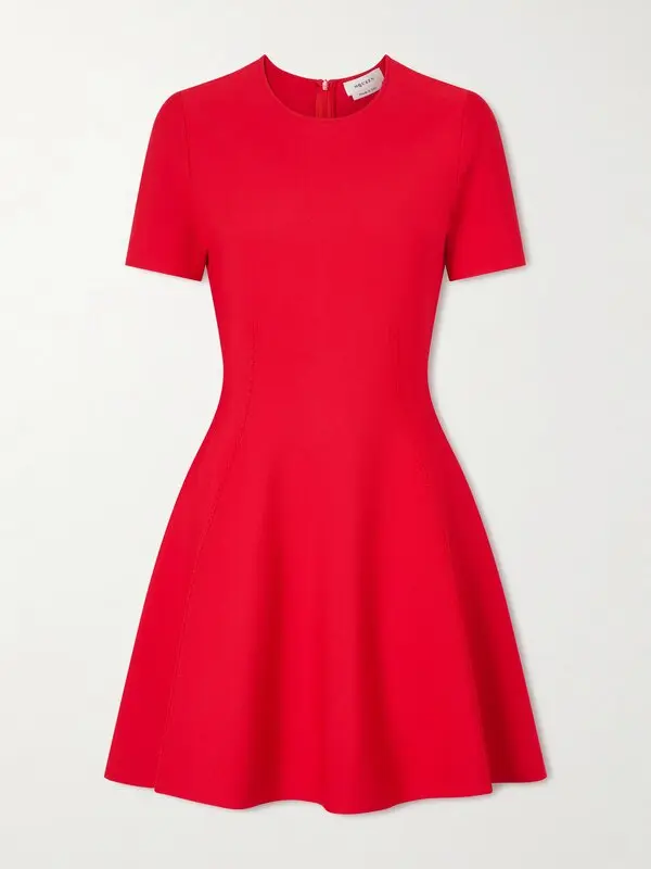 Alexander McQueen Knitted Fit-and-flare Mini Dress - Red