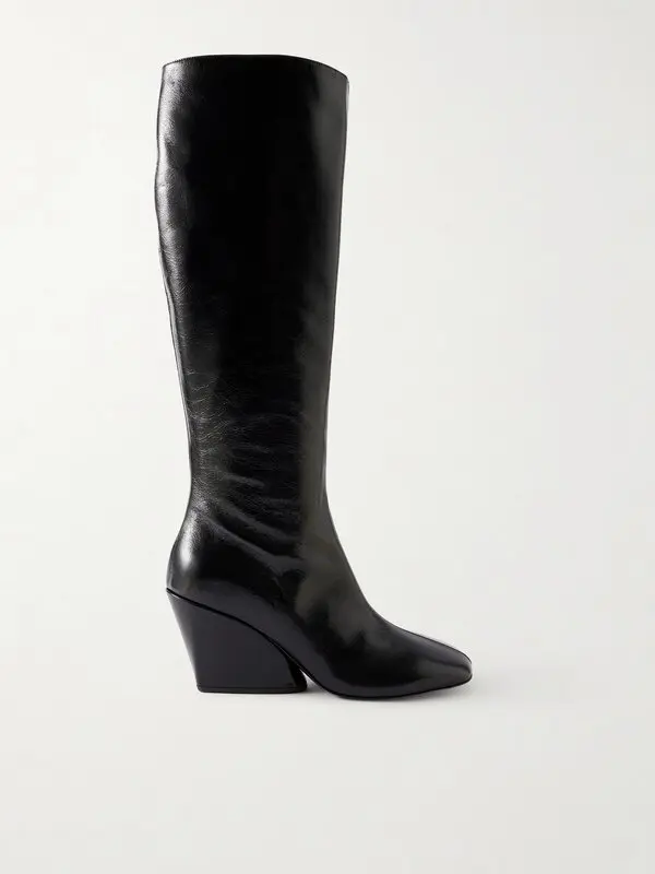Proenza Schouler Slant 80 Glossed-leather Knee High Boots