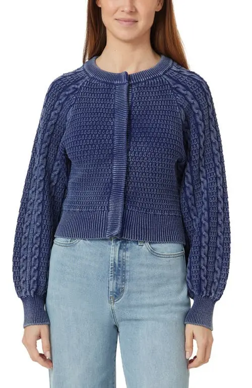 Habitual Washed Cotton Blend Cable Knit Cardigan