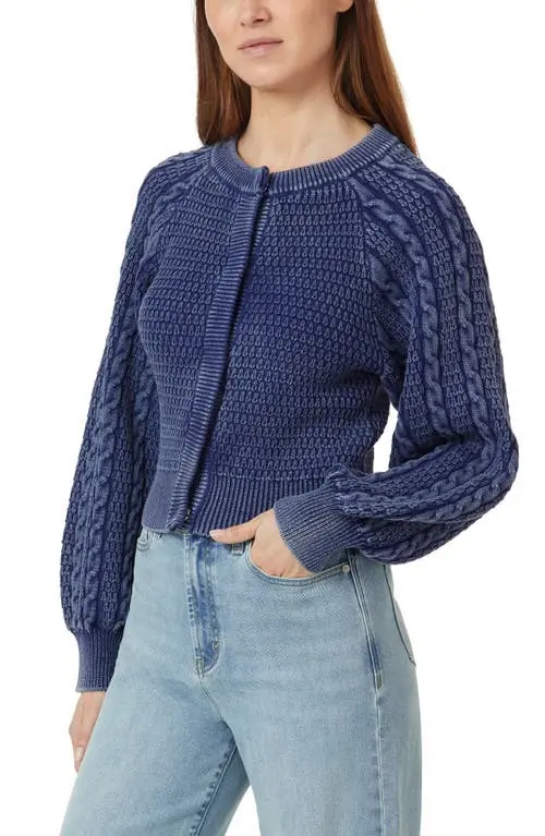 Habitual Washed Cotton Blend Cable Knit Cardigan