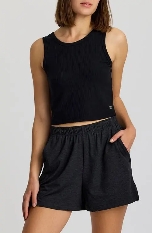 FREE FLY Rib Crop Tank - Black
