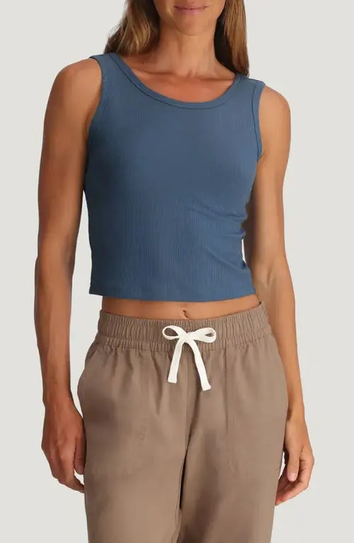 FREE FLY Rib Crop Tank - Pacific Blue