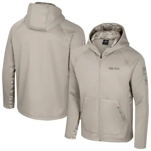 COLOSSEUM Penn State Nittany Lions Operation Hat Trick Battalion Full-zip Hoodie - Oatmeal